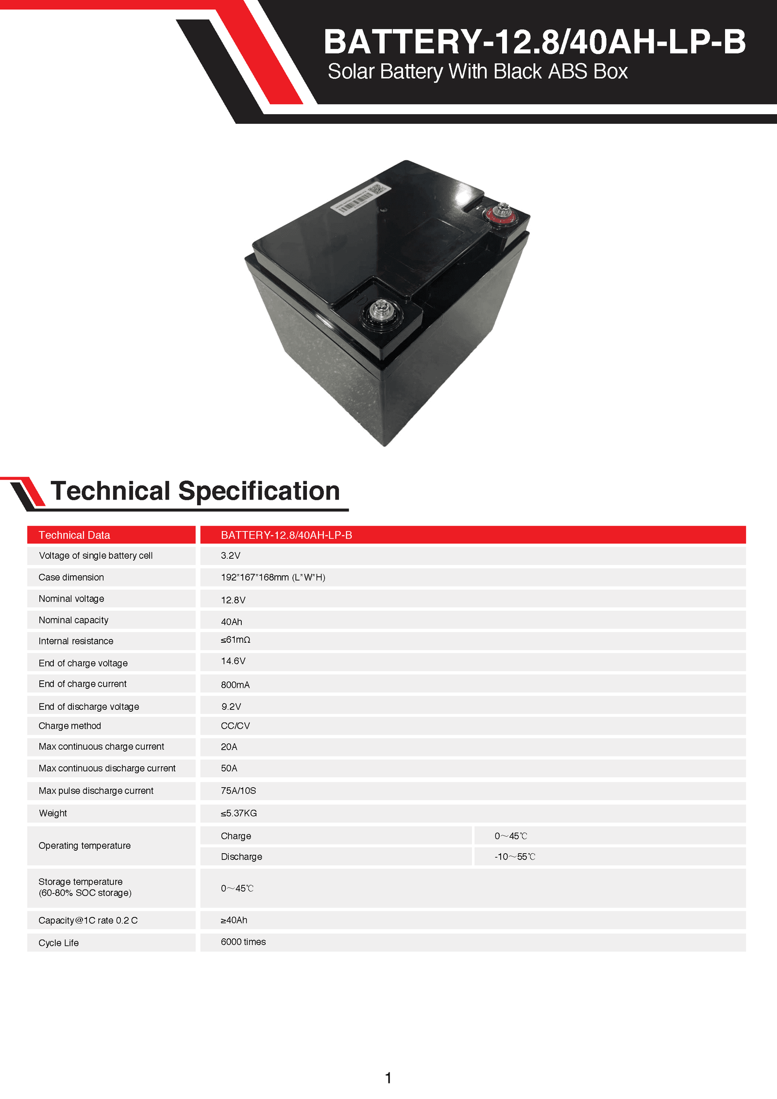 BATTERY-12.8/40AH-LP - Ranger