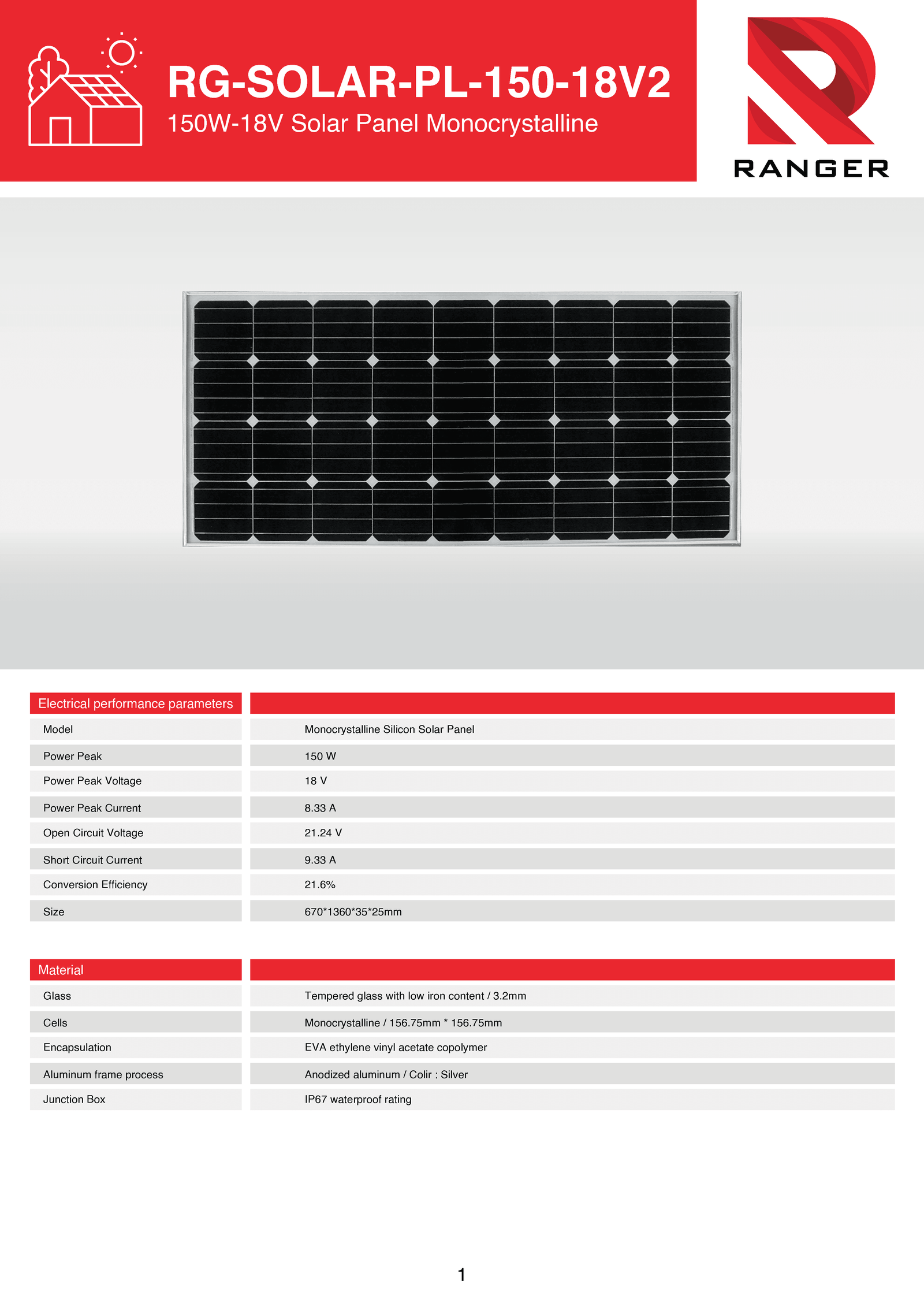 SOLAR-PL-150-18V2 - Ranger